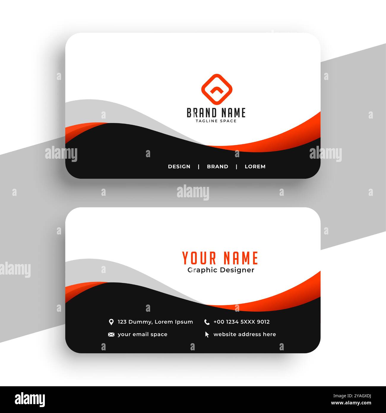 wavy style professional business card layout a ready to print vector ...