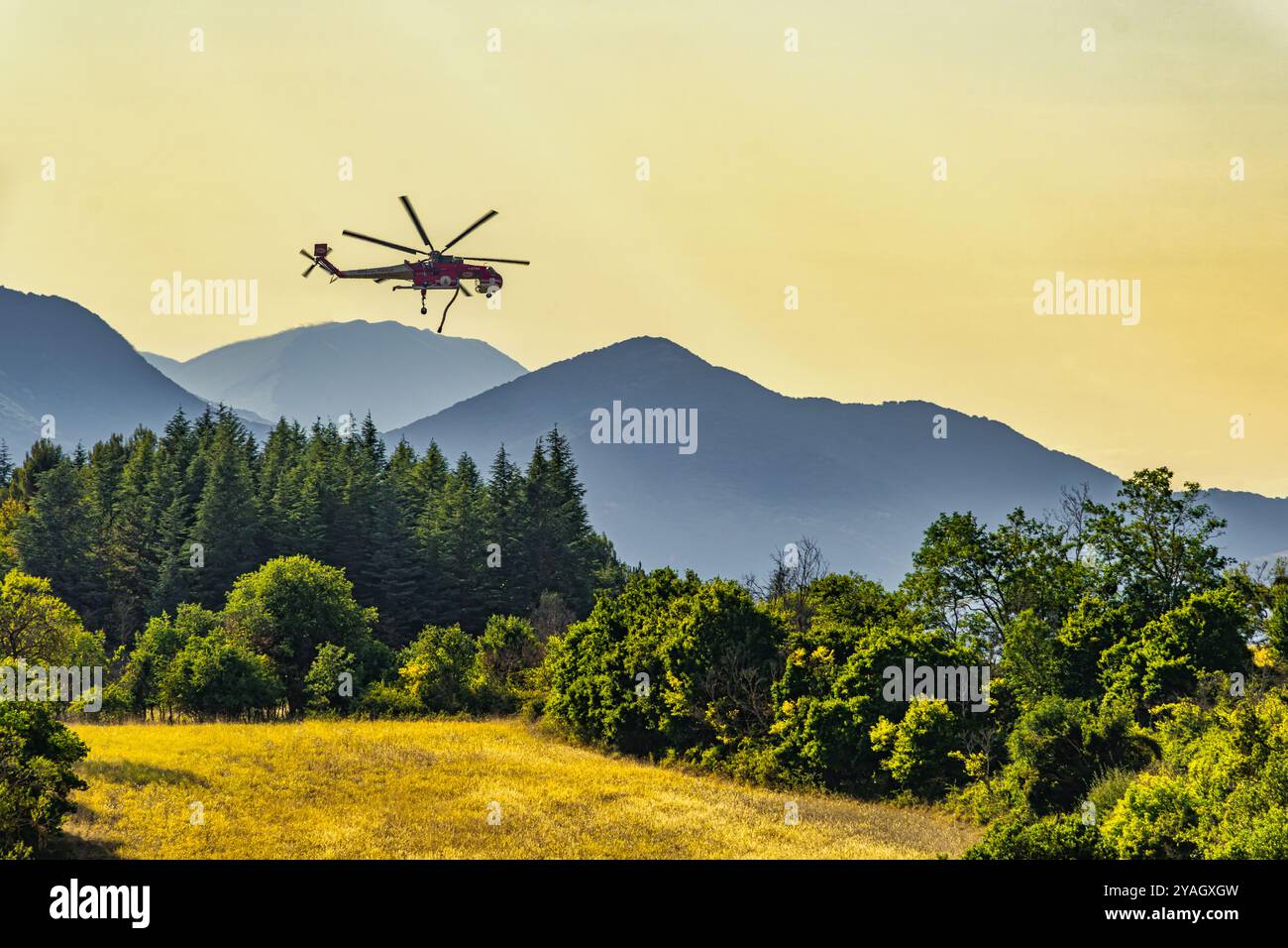 The Erickson S64 firefighting helicopter of the Fire Department in ...