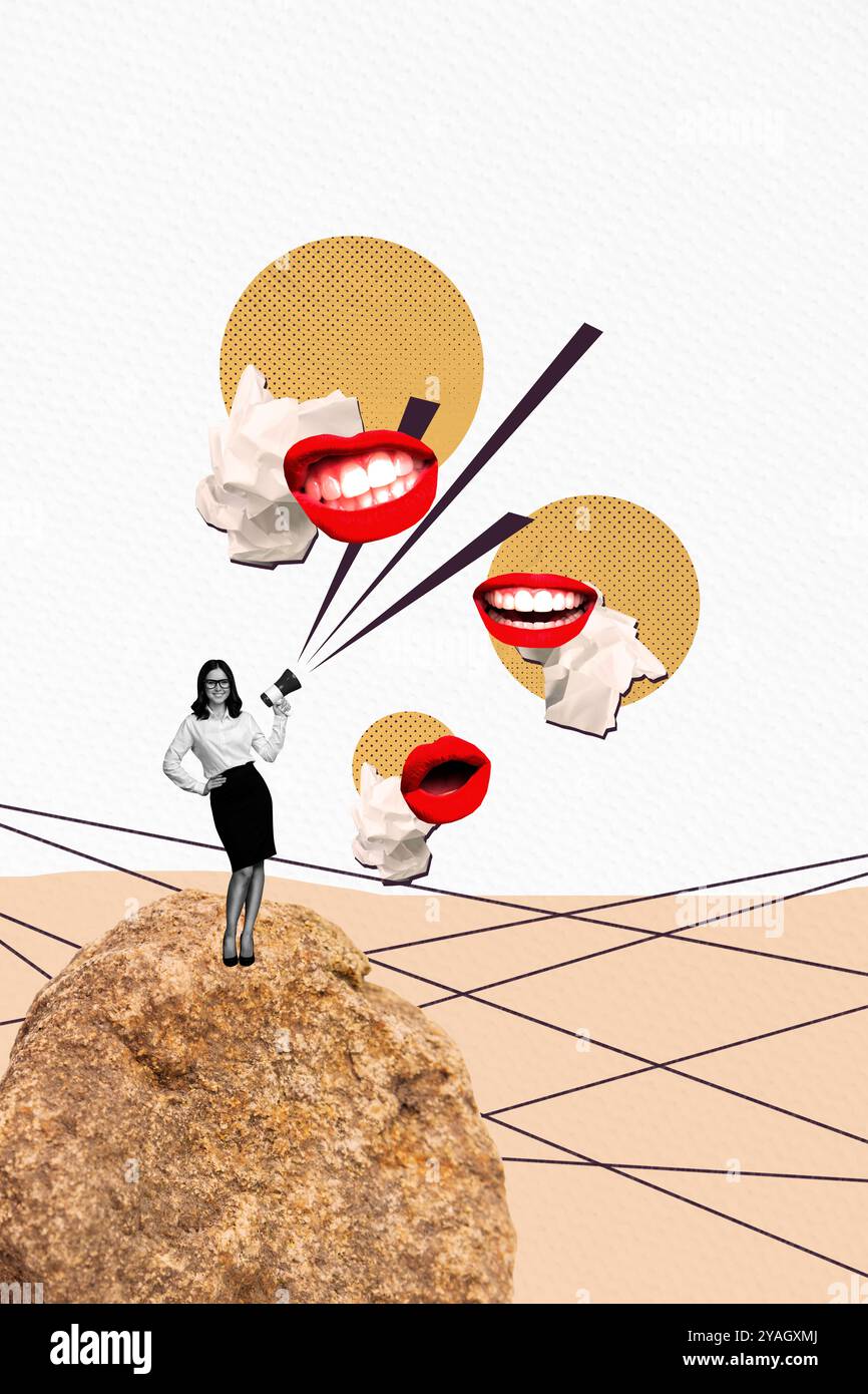 Composite trend artwork 3D sketch image photo collage of young woman ...