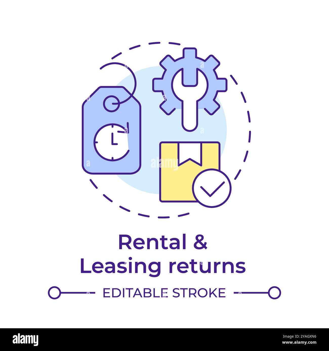 Rental and leasing returns multi color concept icon Stock Vector Image ...