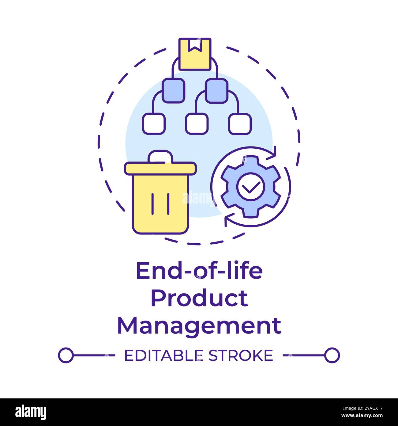 End-of-life product management multi color concept icon Stock Vector ...