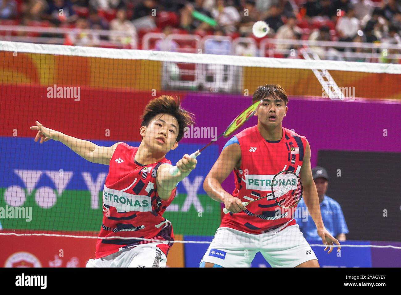 Malaysian Odo Jiang Kaixing/Dai Weiqin in the competition. Nanchang ...