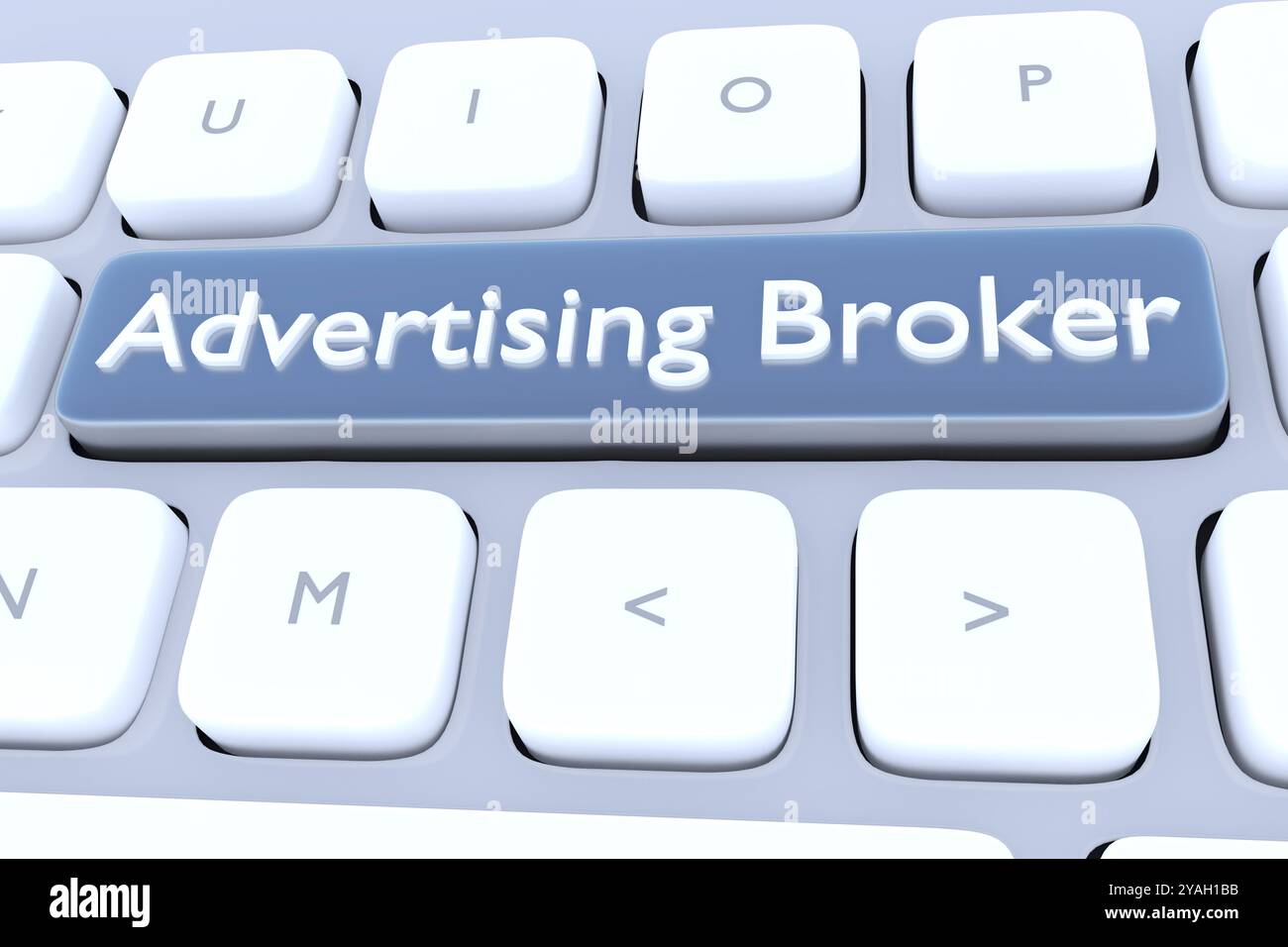 3D illustration of a computer keyboard, titled Advertising Broker Stock ...