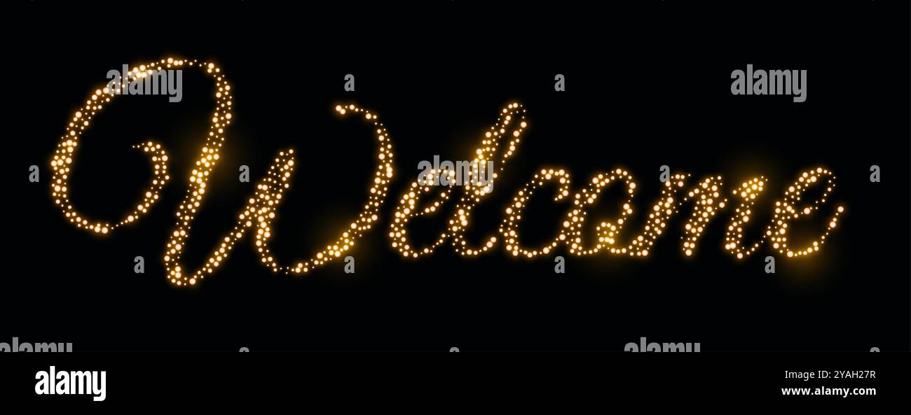 glowing sparkle welcome lettering banner for your next event vector ...
