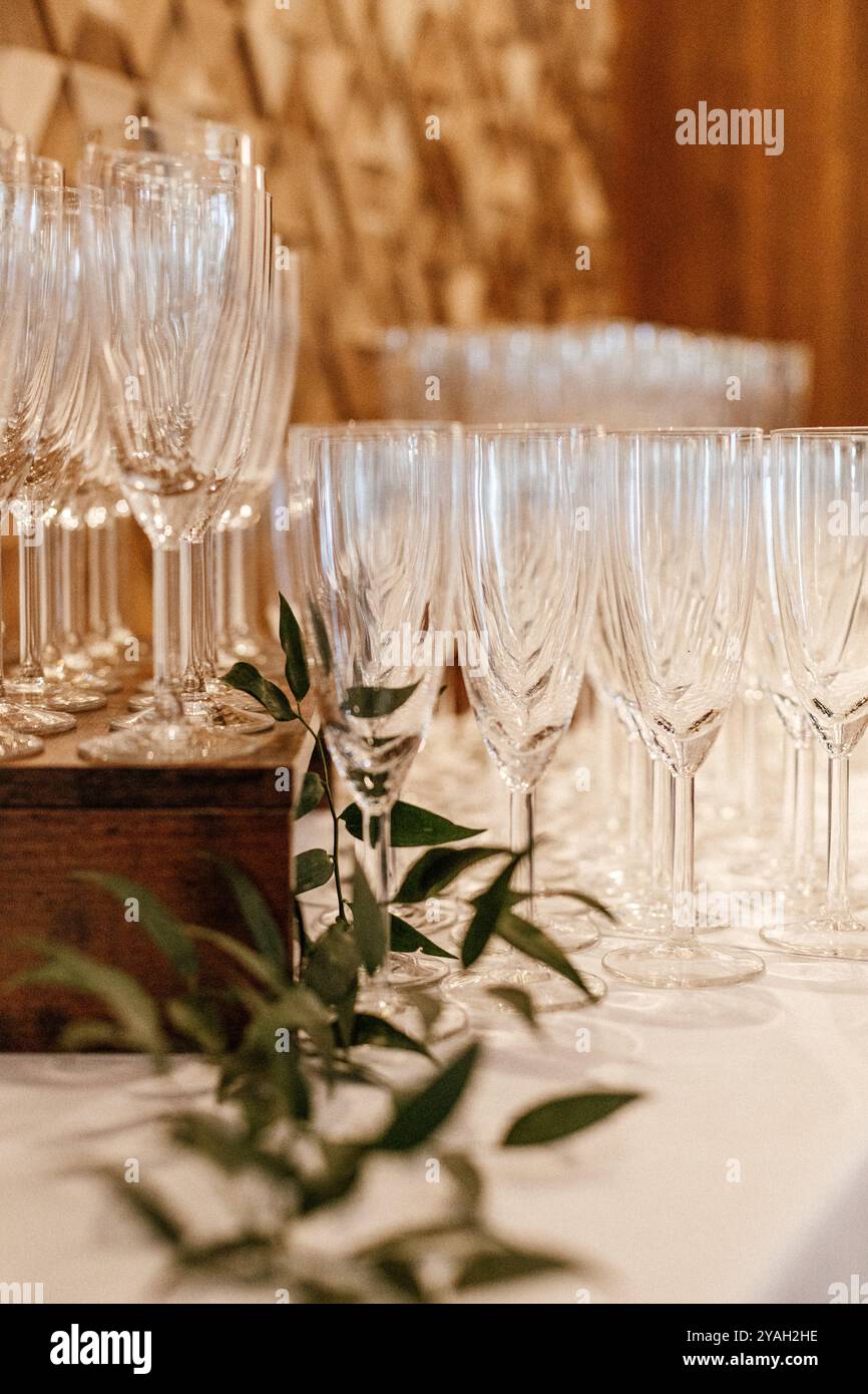wedding champagne flutes for reception Stock Photo - Alamy