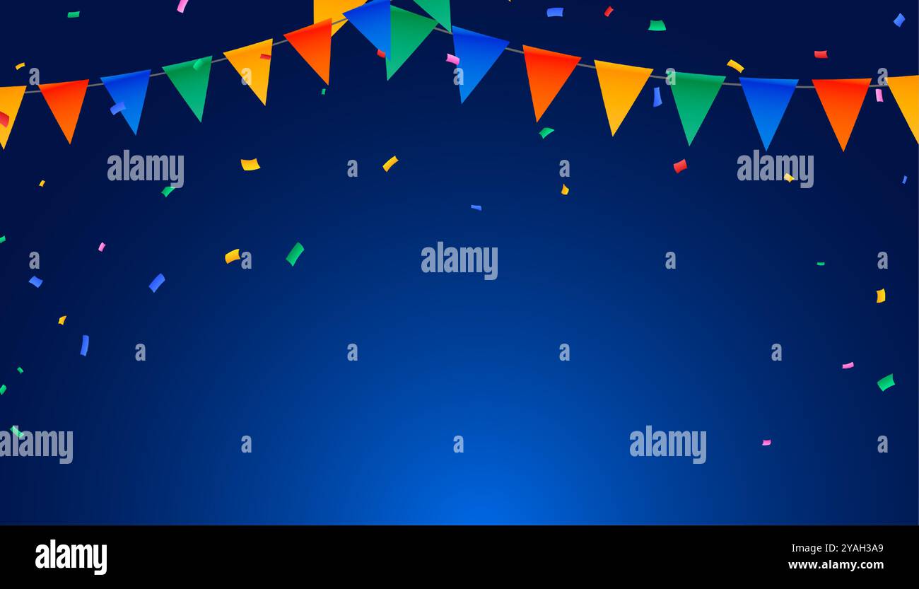 decorative party flags background with confetti for your birthday ...