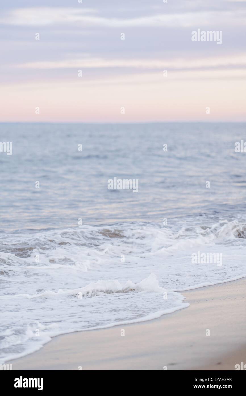 Open ocean at sunset with clear horizon and calm waves hi-res stock ...