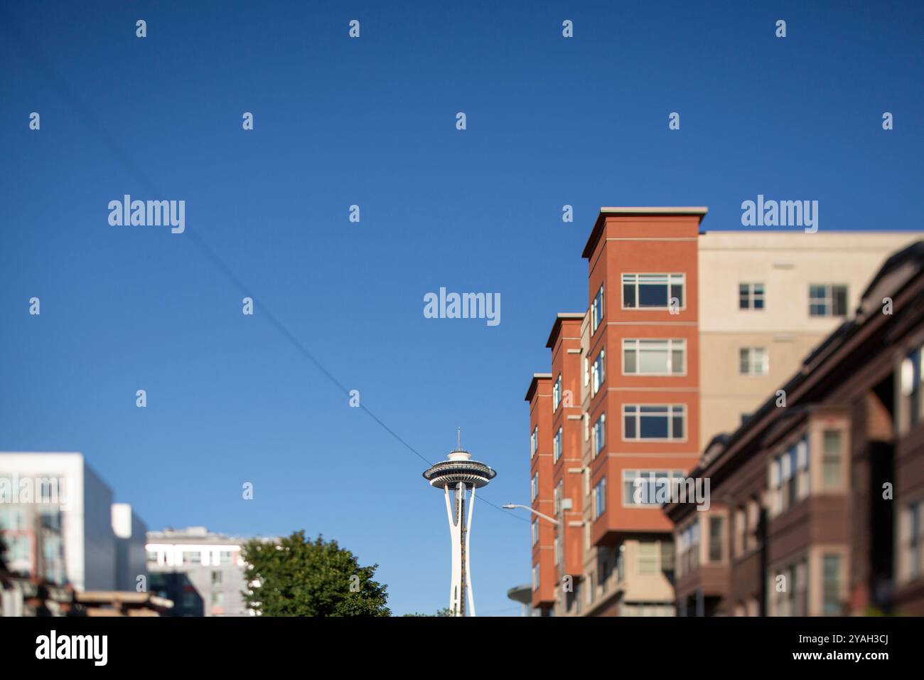 Seattle space needle blue sky backdrop Stock Photo - Alamy