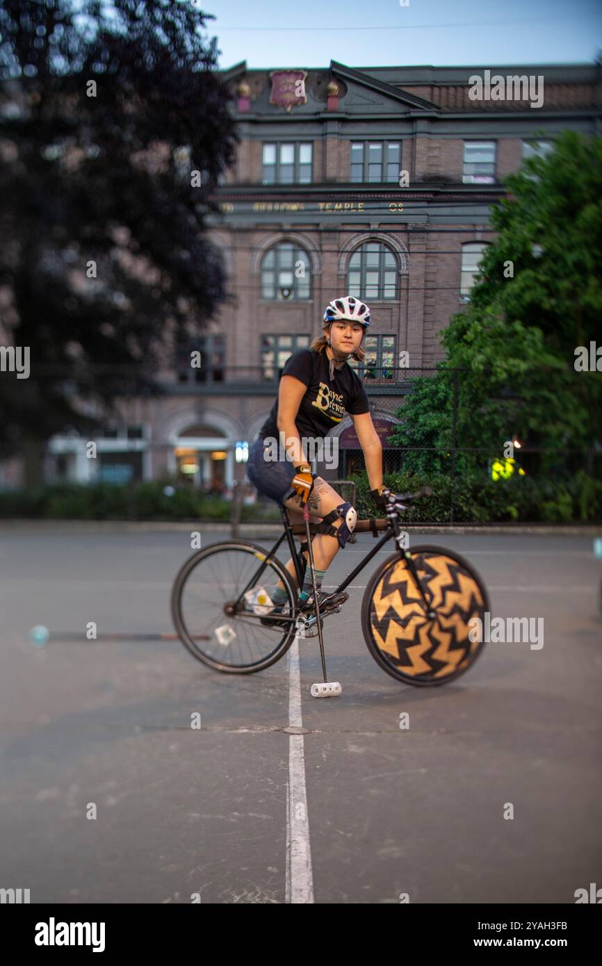 Bicycle polo player portrait in Seattle Stock Photo - Alamy