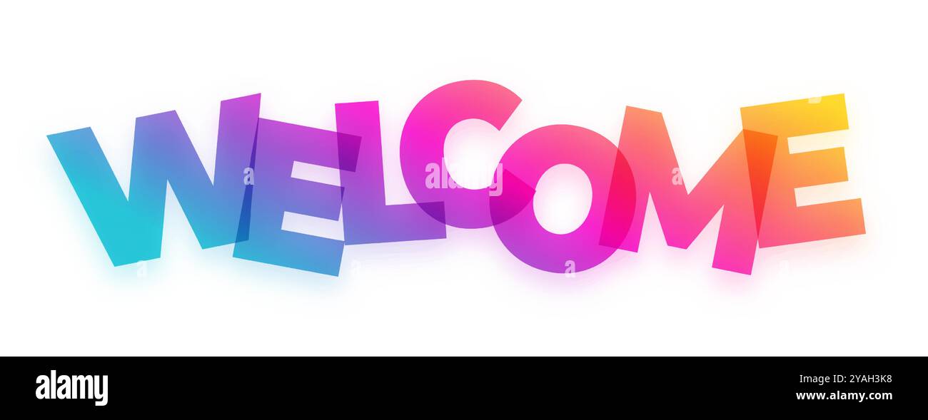 colorful welcome lettering banner invite your guest to next event ...
