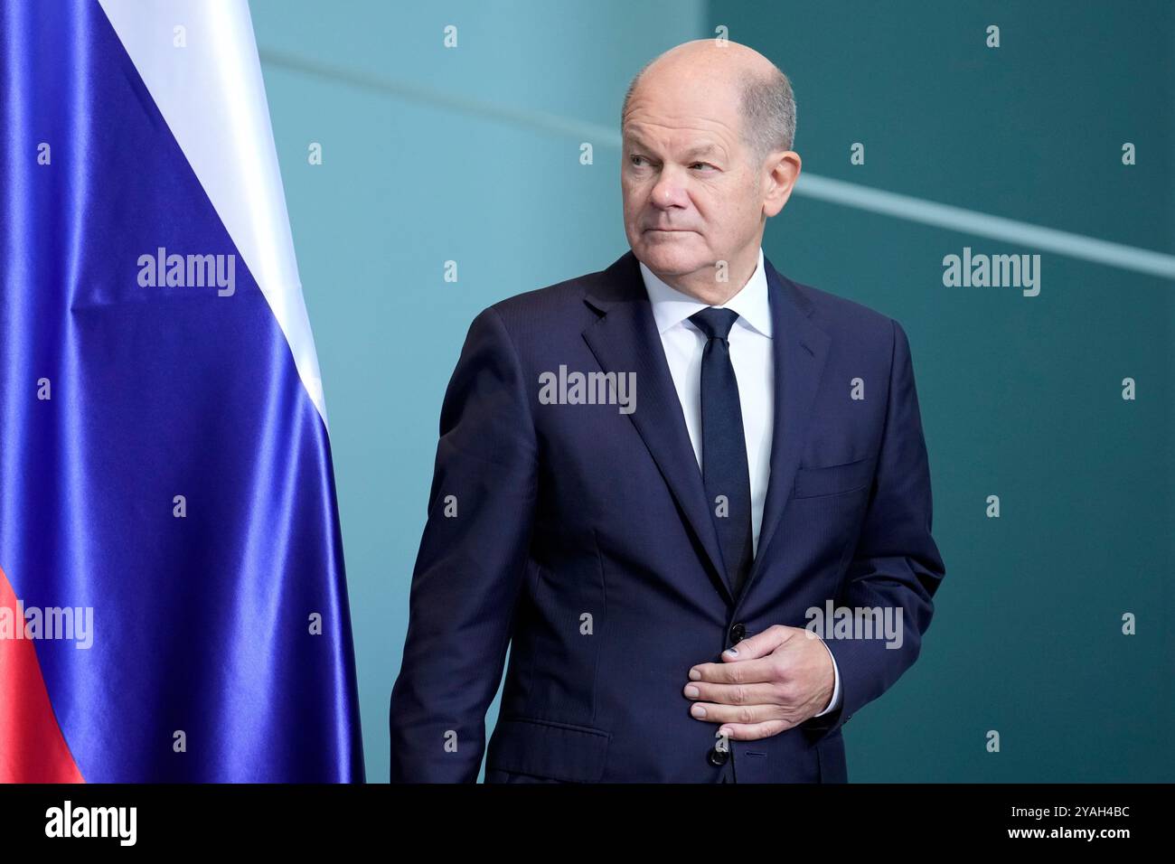 German chancellor Olaf Scholz arrives for a family photo during the ...
