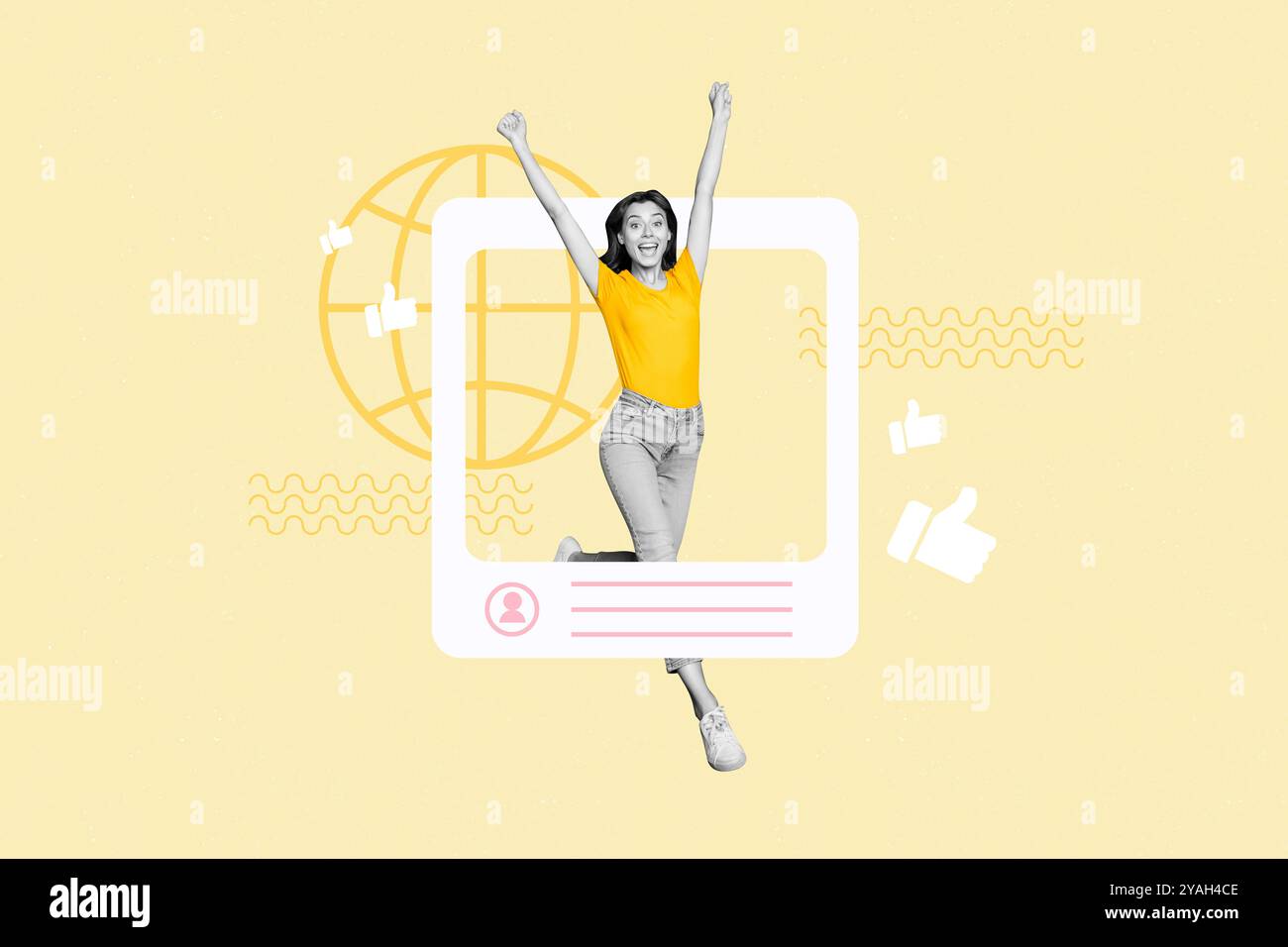 Composite trend artwork collage of app image frame blogger like profile ...