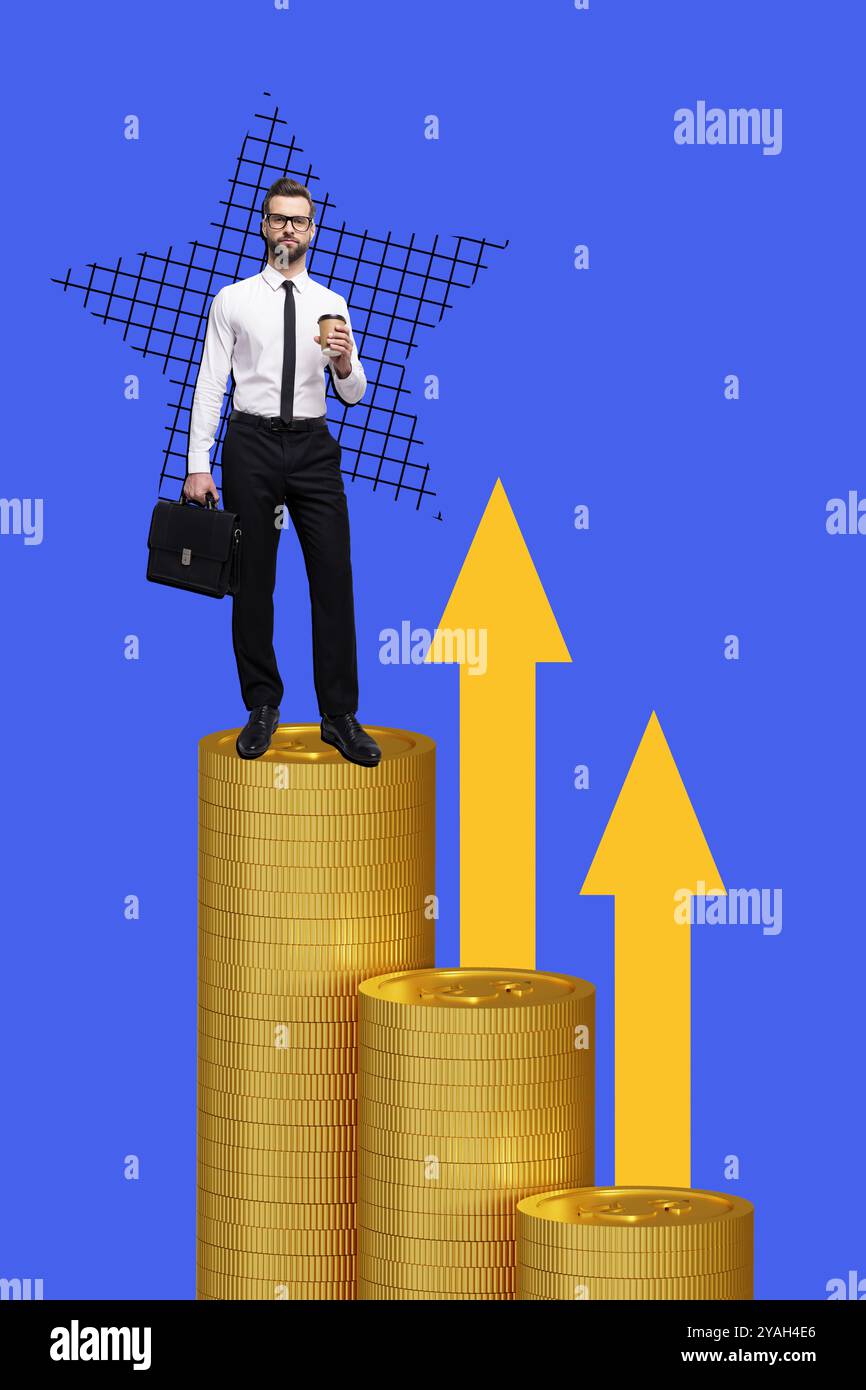 Vertical composite artwork collage image picture of mini elegant guy ...