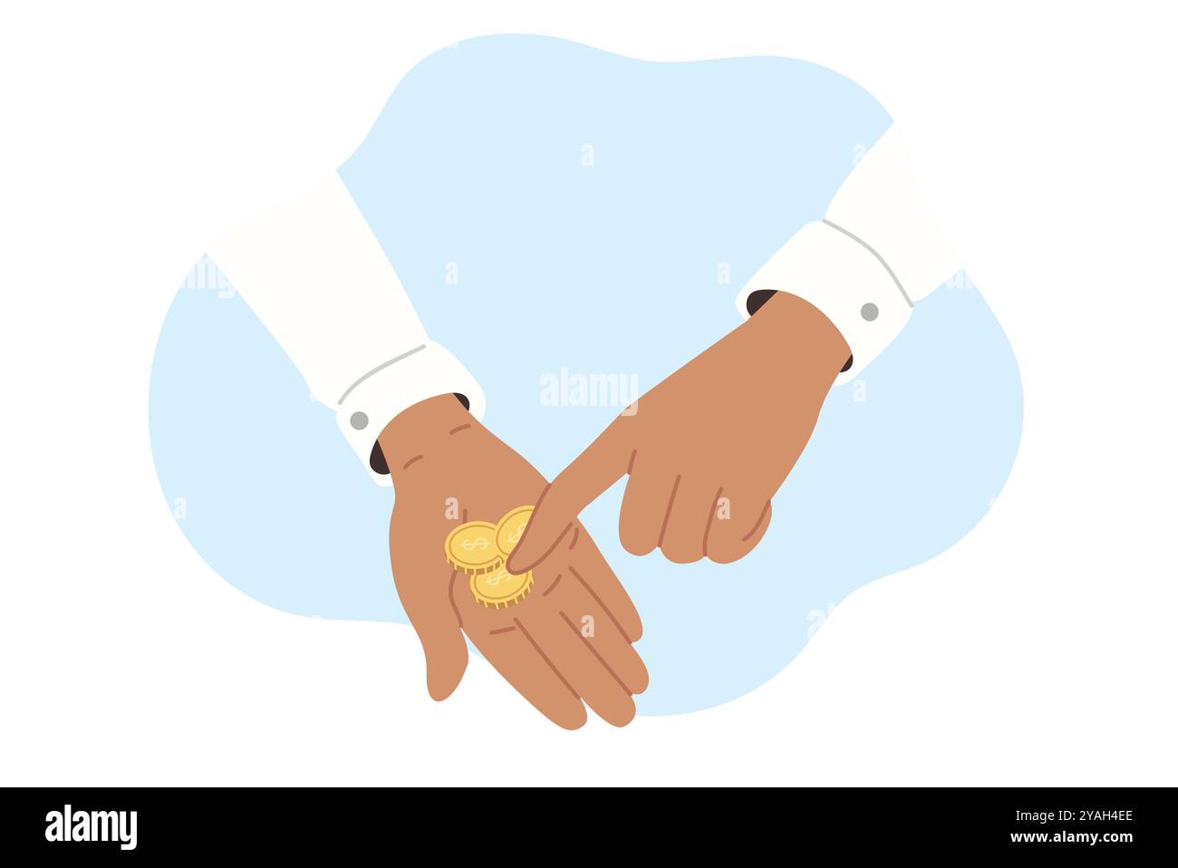 Coins in hands of poor man counting savings and money has to buy food ...