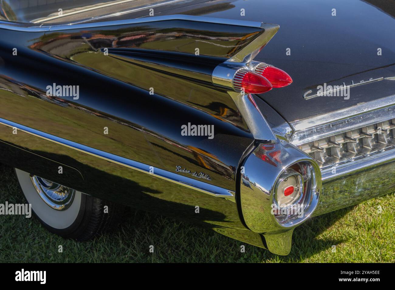 Classic cadillac coupe deville parked on grass showing its famous ...