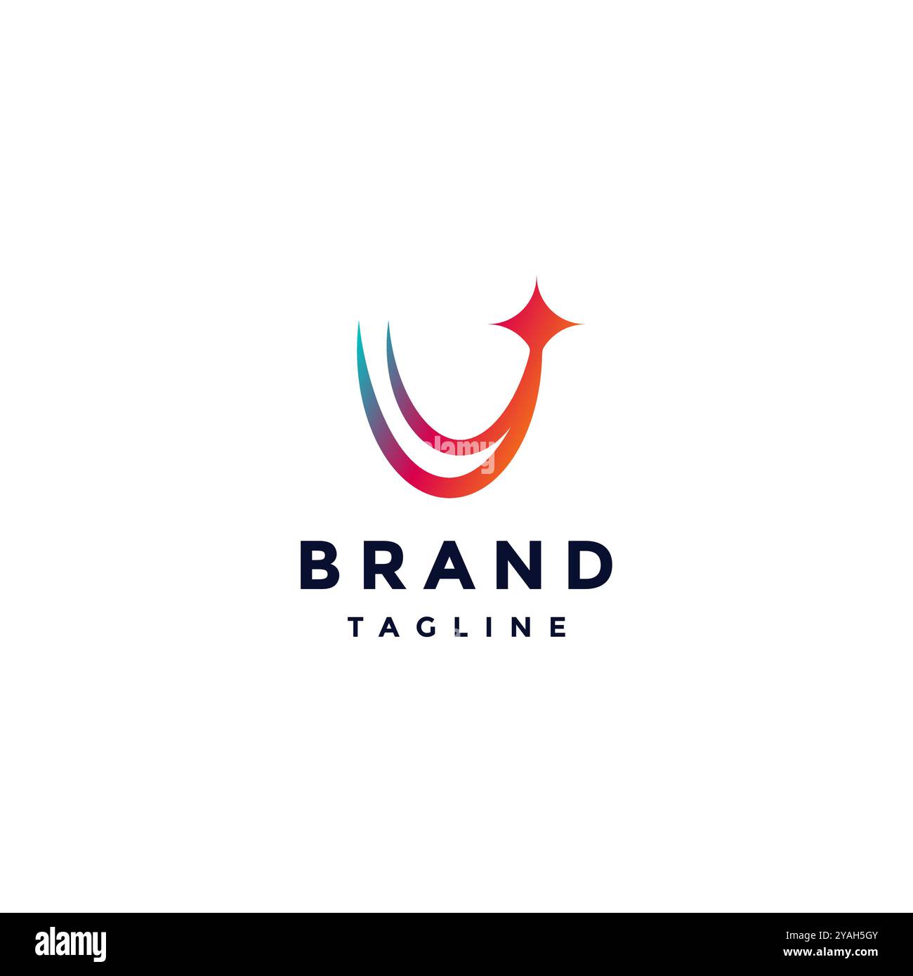 Initial Letter U Star Logo Design. Meteor Trajectory Turns to Form the ...