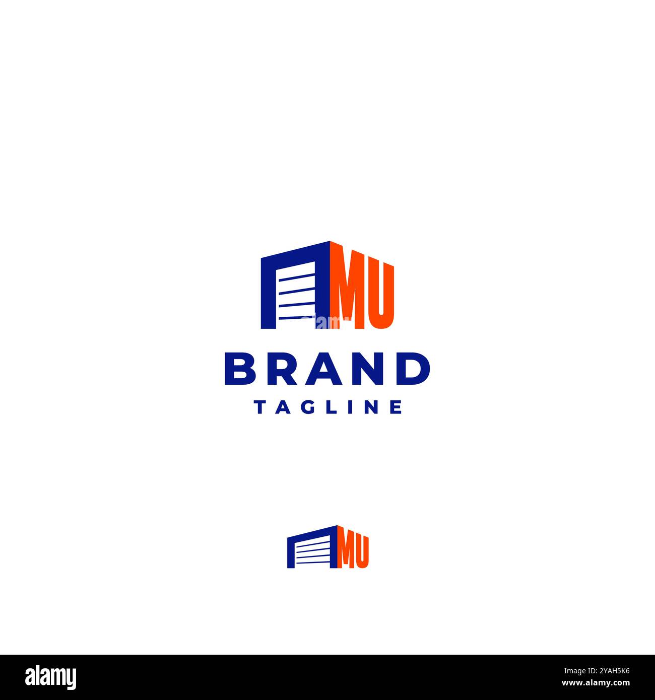 Initial Letter M and U Next to Self Storage Door Logo Design Icon ...