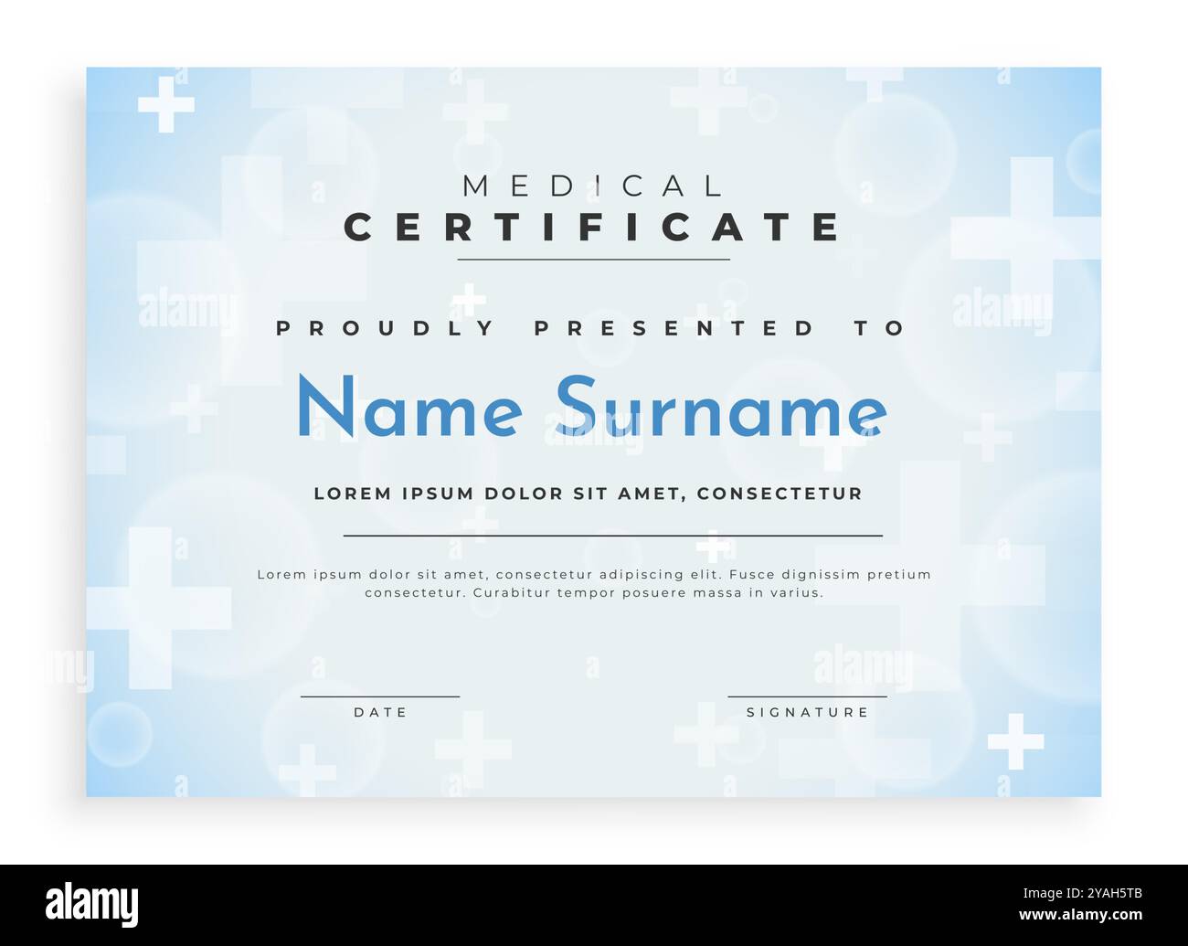 medical health certificate or diploma template for recognition vector ...