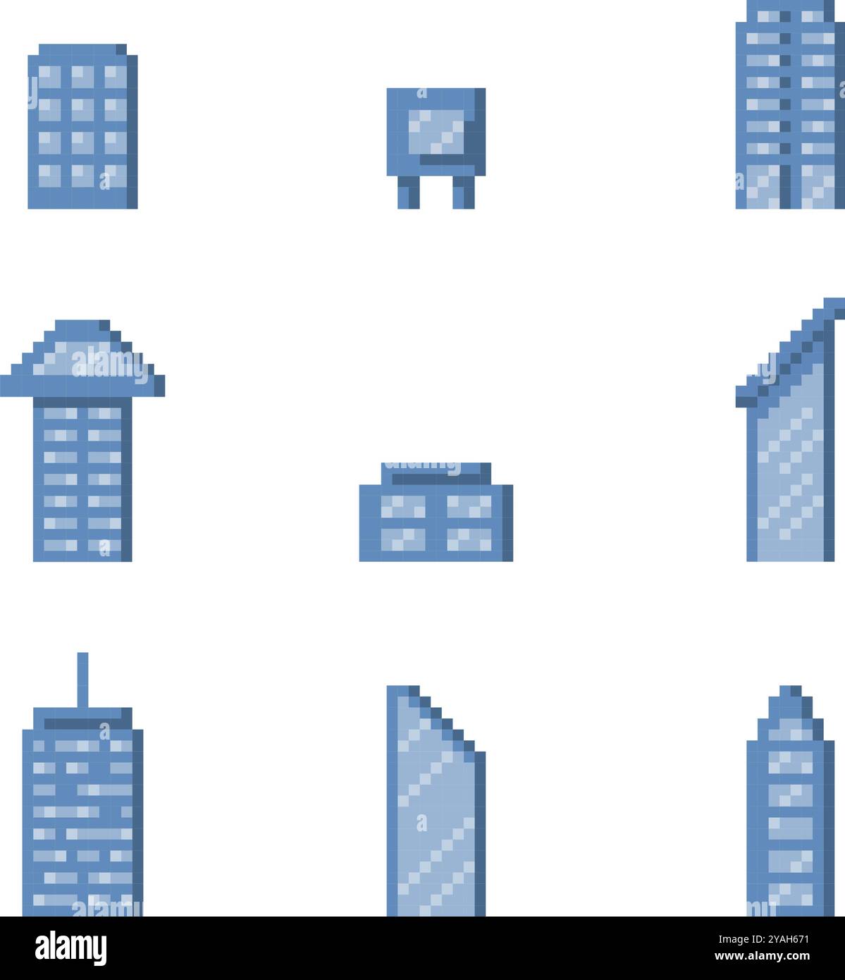 Set of Minimal Building 8bit pixelated style for Icon, Infographic ...