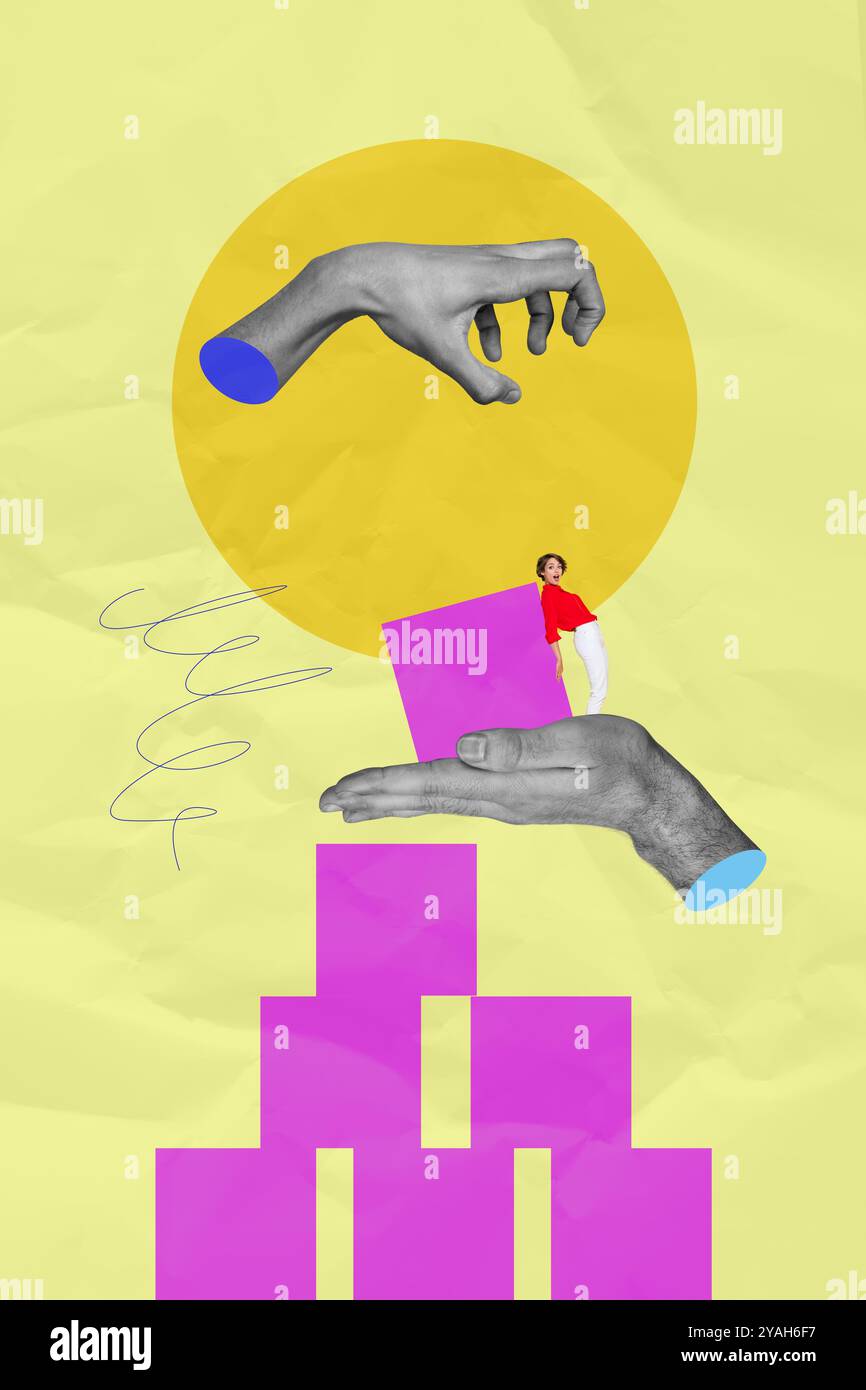 Composite trend artwork 3D image photo collage of huge hand arm wrist ...