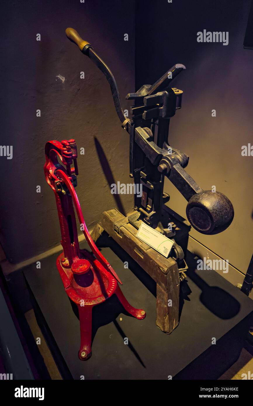 Vintage bottle corking machines in the Museo de la Vid y el Vino or ...