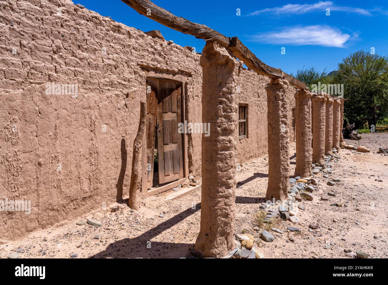 Ruins of the adobe buildings of a former hacienda near Seclantas in the ...