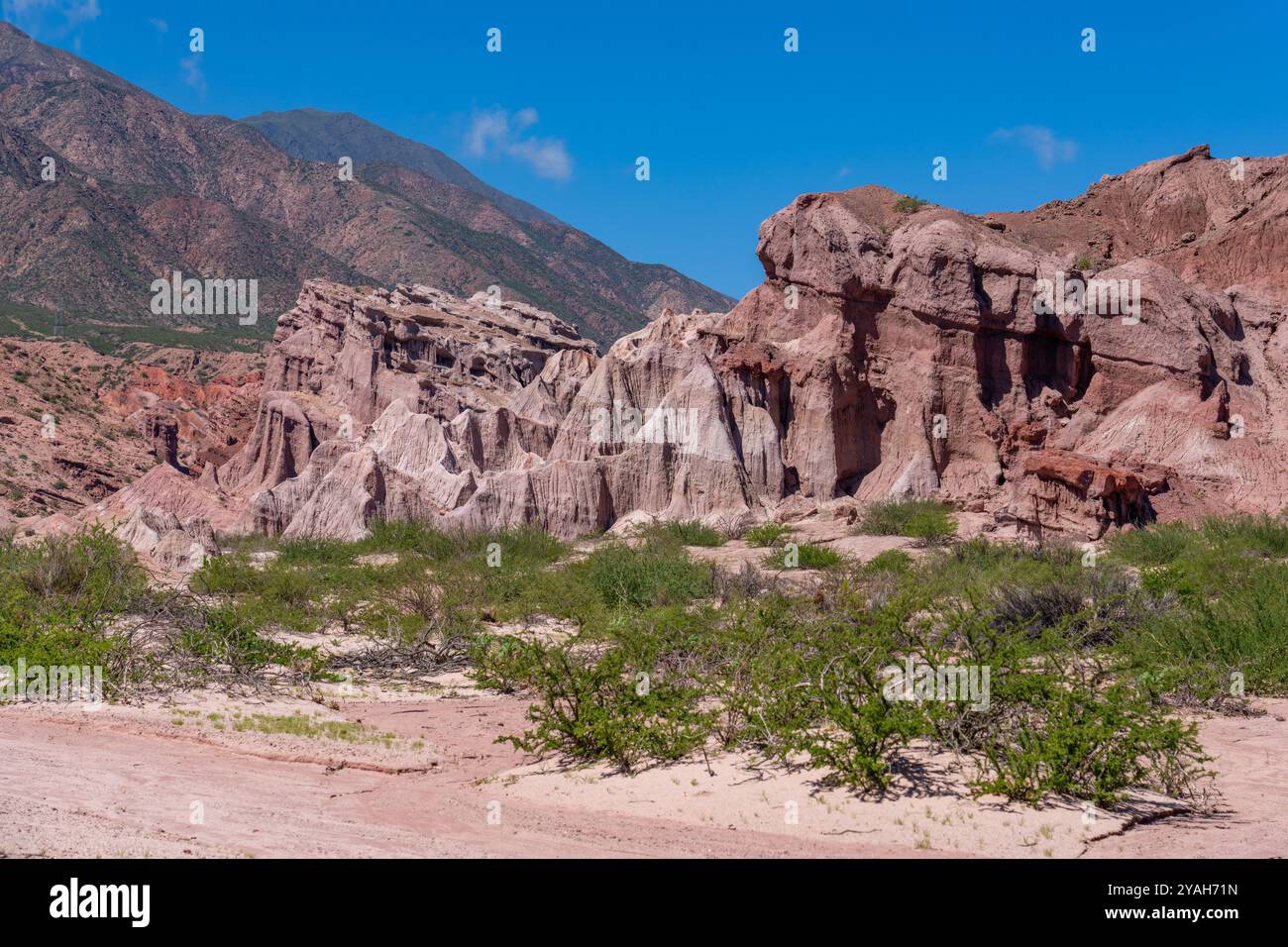 Eroded geologic formations in the Quebrada de Cafayate in the Calchaqui ...