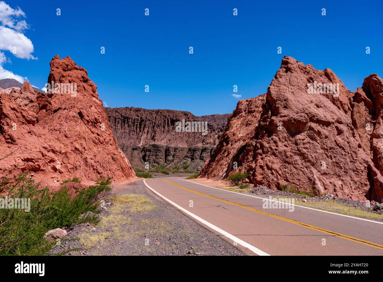 Route 68 through colorful eroded geologic formations in the Quebrada de ...