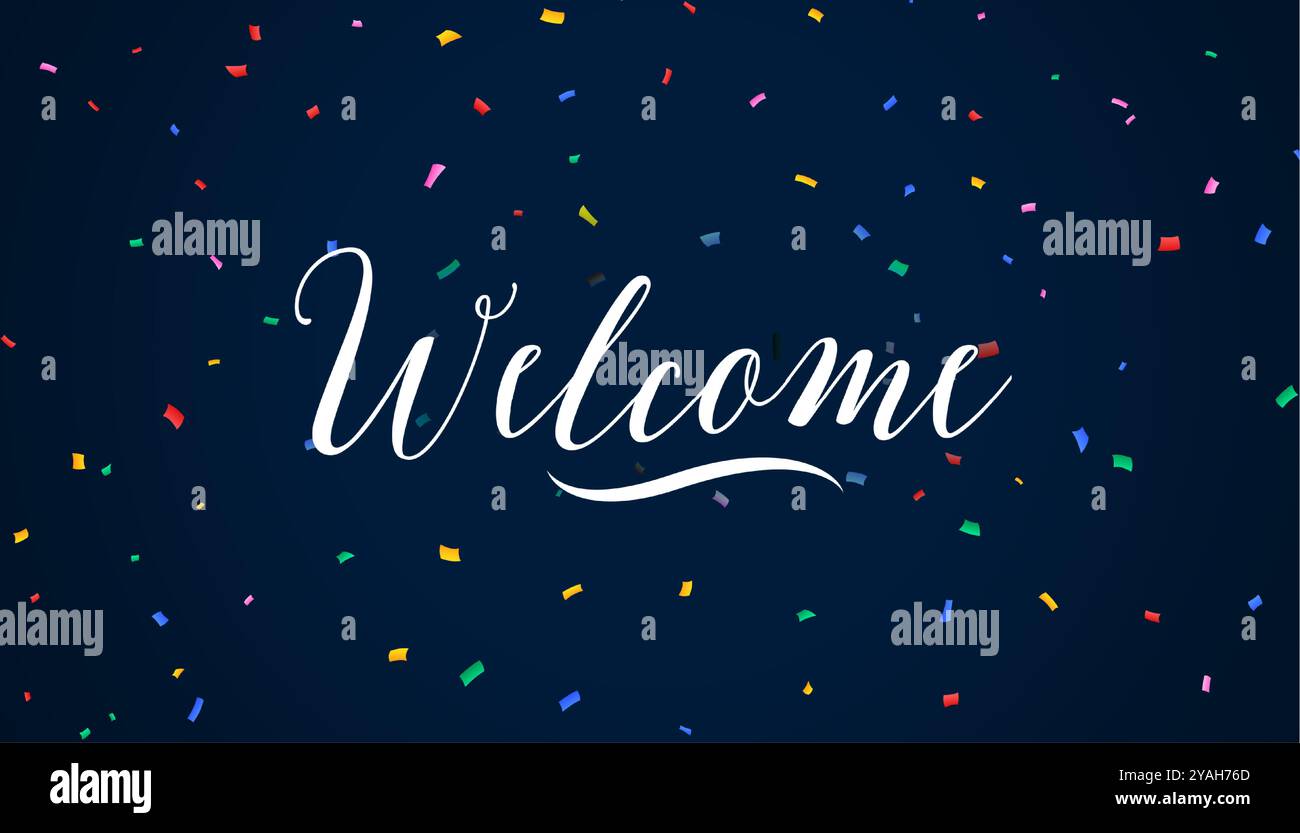nice welcome lettering banner with colorful confetti decoration vector Stock Vector Image & Art ...