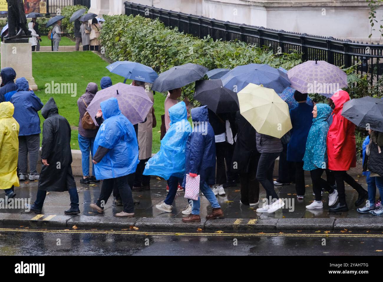 Trafalgar Square, London, UK. 14th Oct 2024. UK Weather: rain in London ...