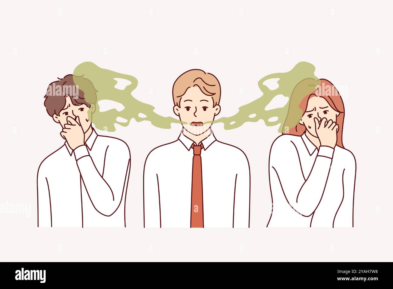 Unpleasant odor from man mouth irritated colleagues who feel disgust ...