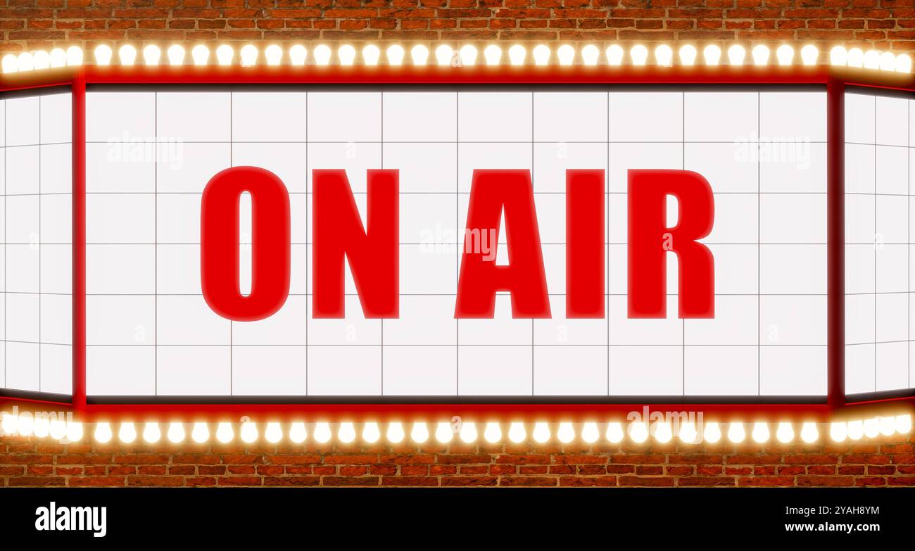On Air, display at the movie theater entrance with illuminated light ...