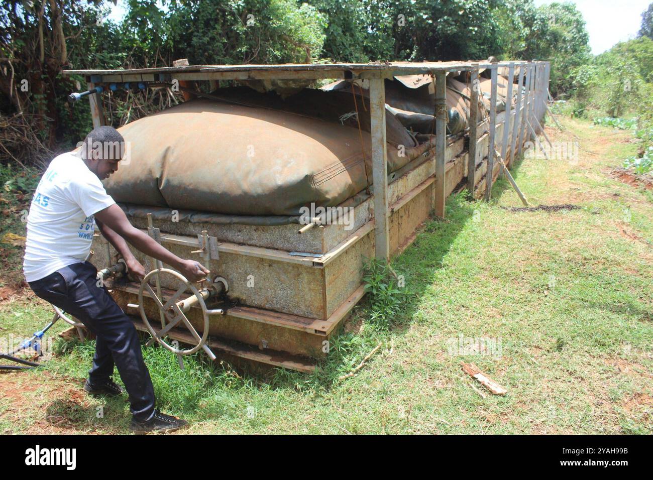 Nyeri, Kenya. 9th Oct, 2024. Samuel Mutua, acting manager of Biogas ...