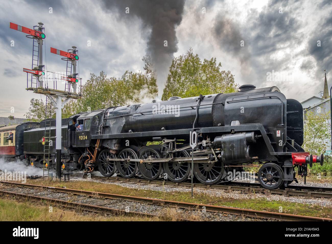 Class 9F steam locomotive 92134 was built at Crewe Works in June 1957 ...