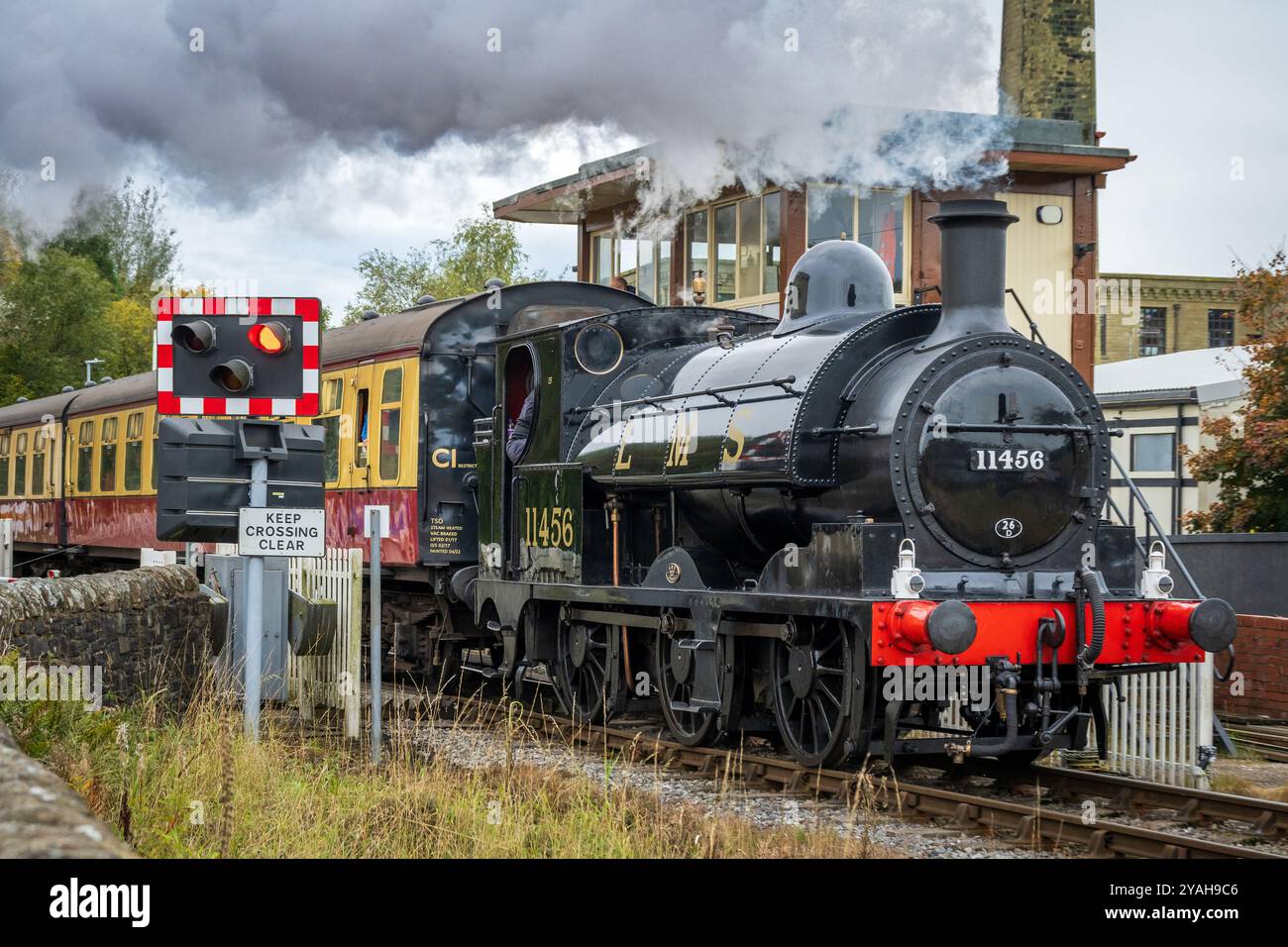 Saddletank number 11456 tank engine seen arriving at Rawtenstall on the ...