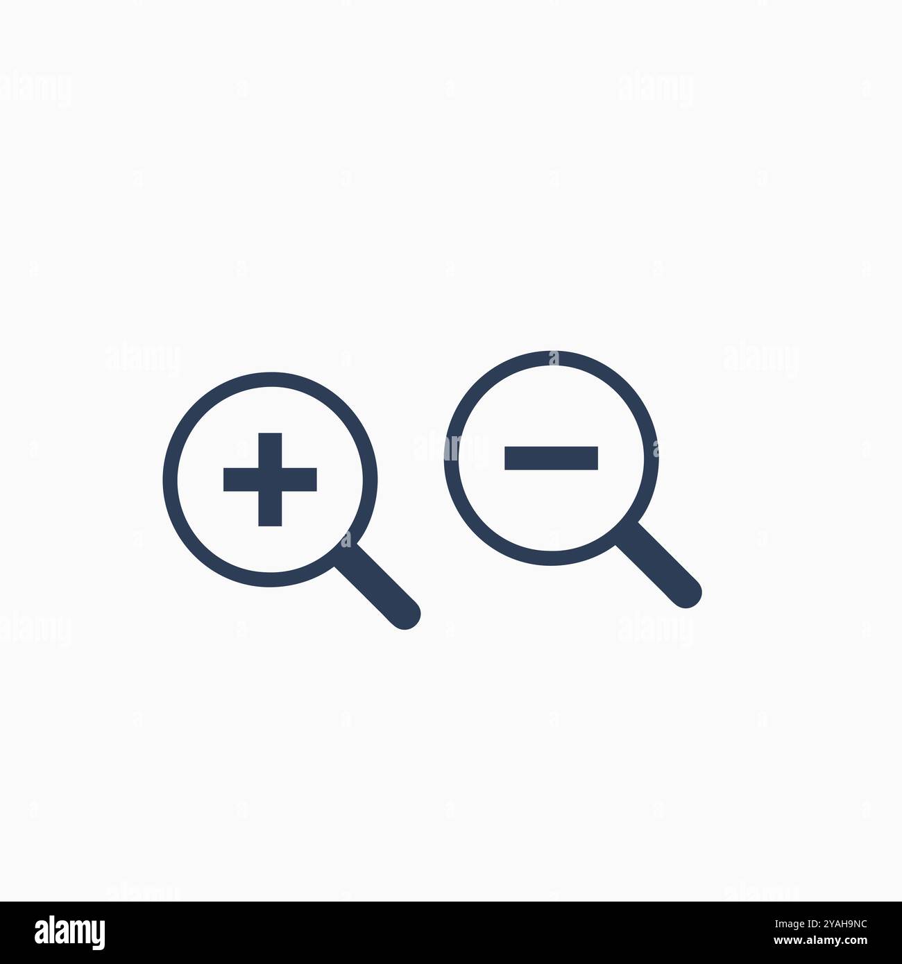 Magnifying Glass Icons Depicting Zoom In and Out Stock Vector Image ...