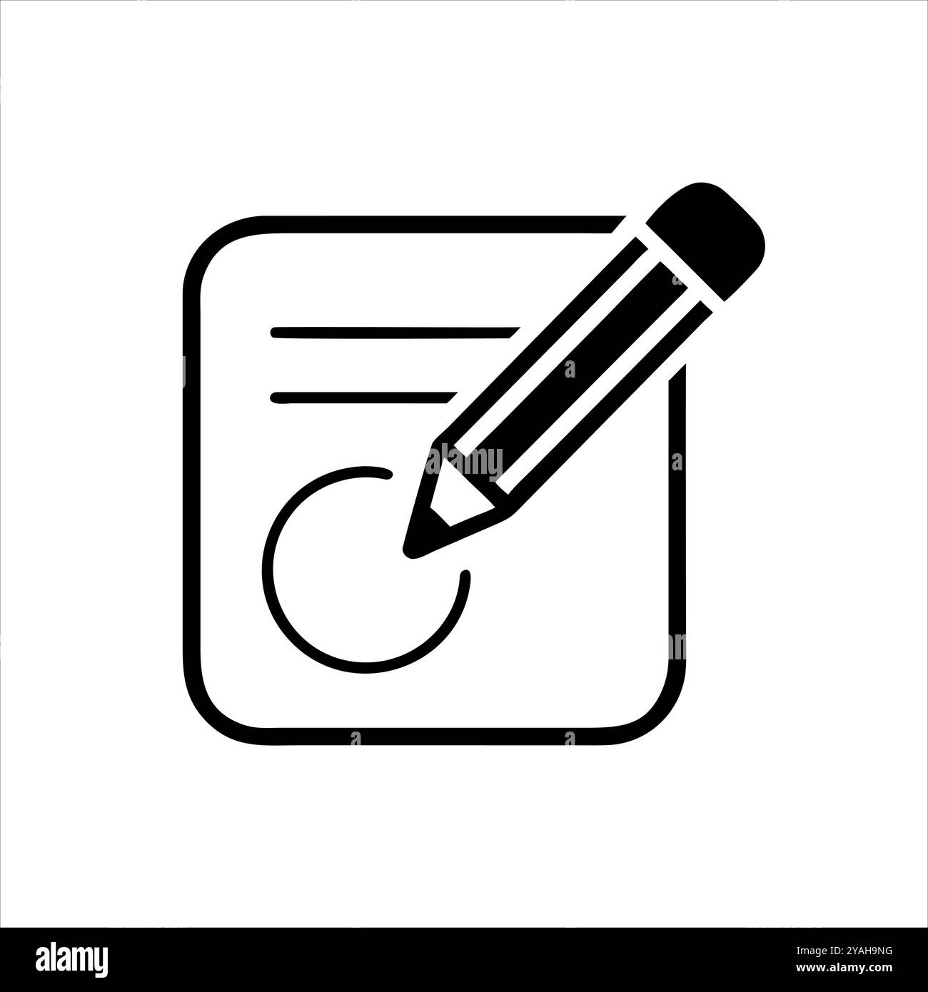Black and White Note PENCIL Icon Illustration Stock Vector Image & Art ...