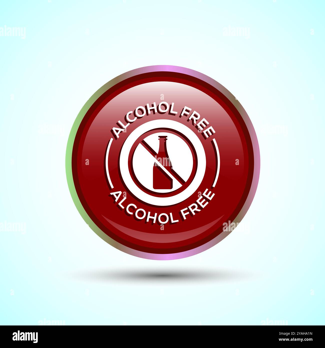 Alcohol Free Icon Design Illustration, No Alcohol Sign, Button Design ...