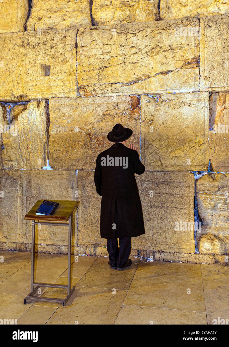 A Jew at the biblical Wailing Wall in Jerusalem, Israel, Middle East ...