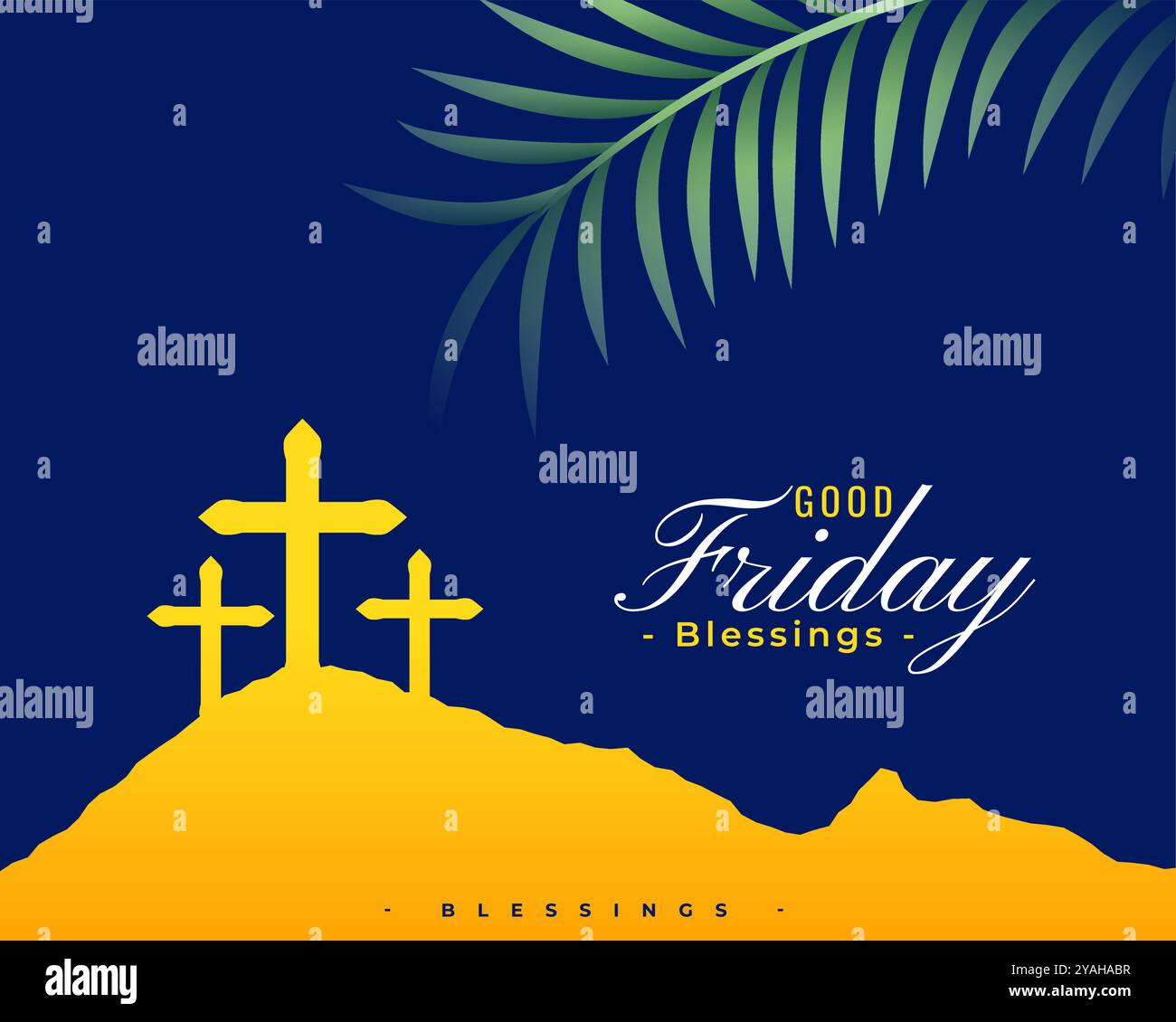 decorative good friday cultural background with cross and leaves design ...