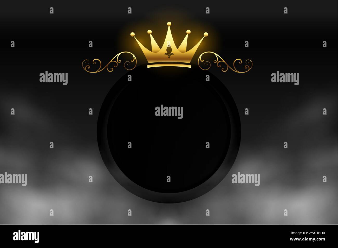 shiny golden crown background with image space and smoke effect vector ...