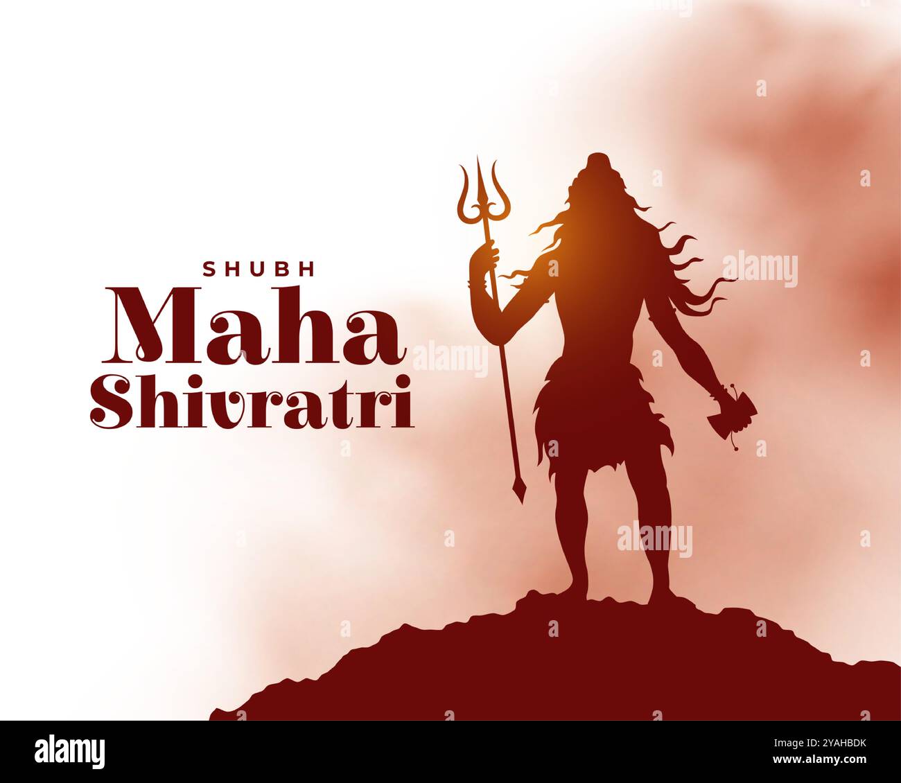 happy maha shivratri greeting card with lord shiva silhouette vector ...