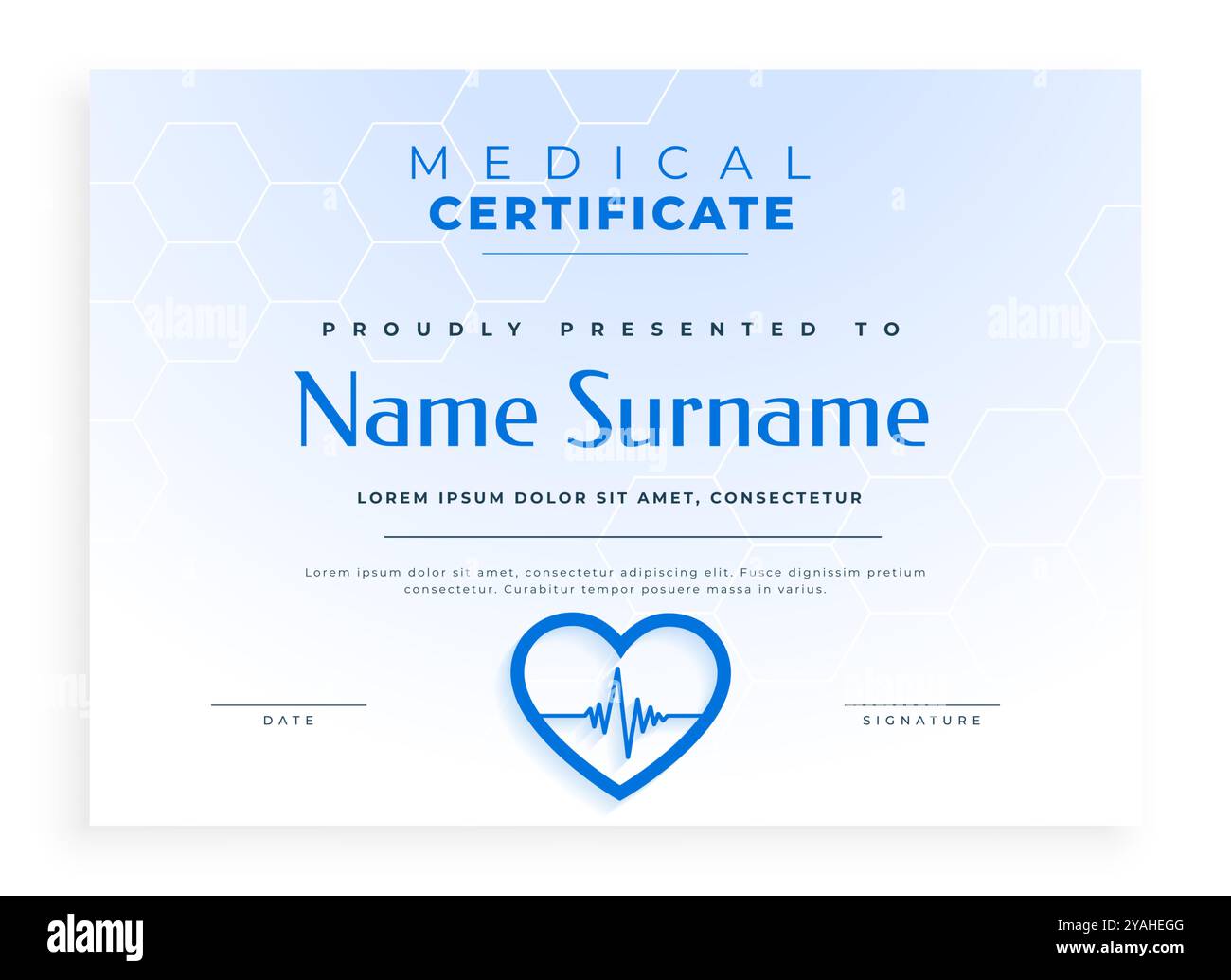professional medical health certificate template with ecg graph design ...