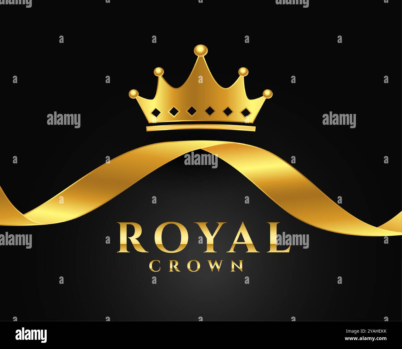shiny royal crown background with golden ribbon design vector Stock ...