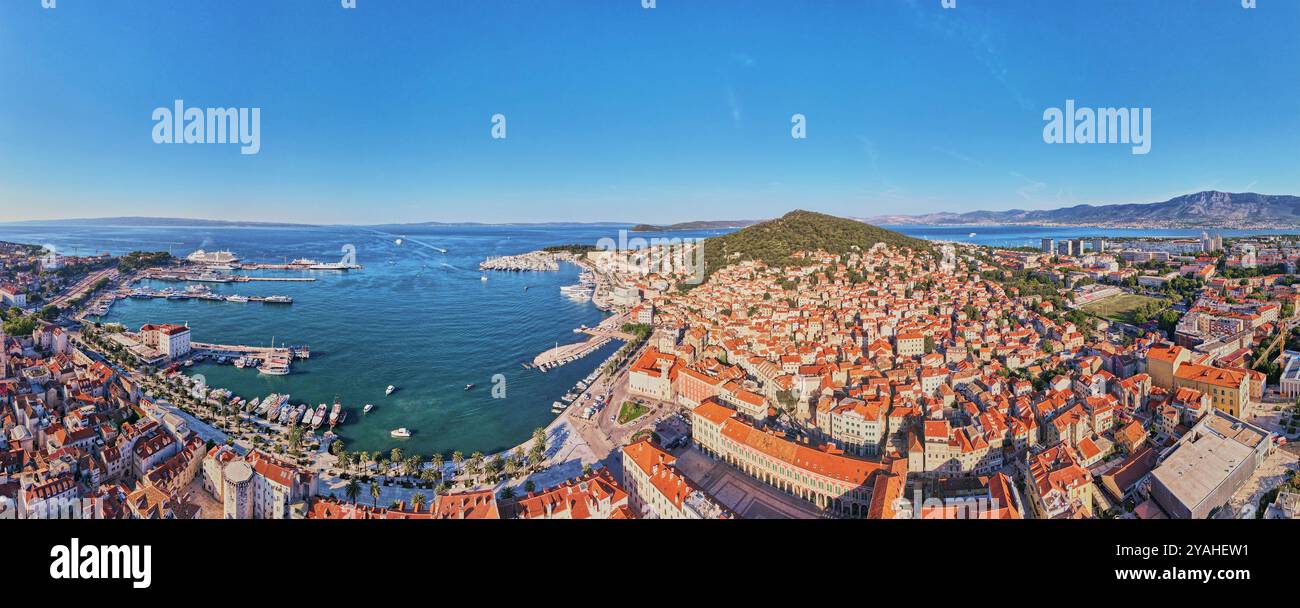 Aerial view of Split, Croatia. Panoramic cityscape of coastal touristic ...