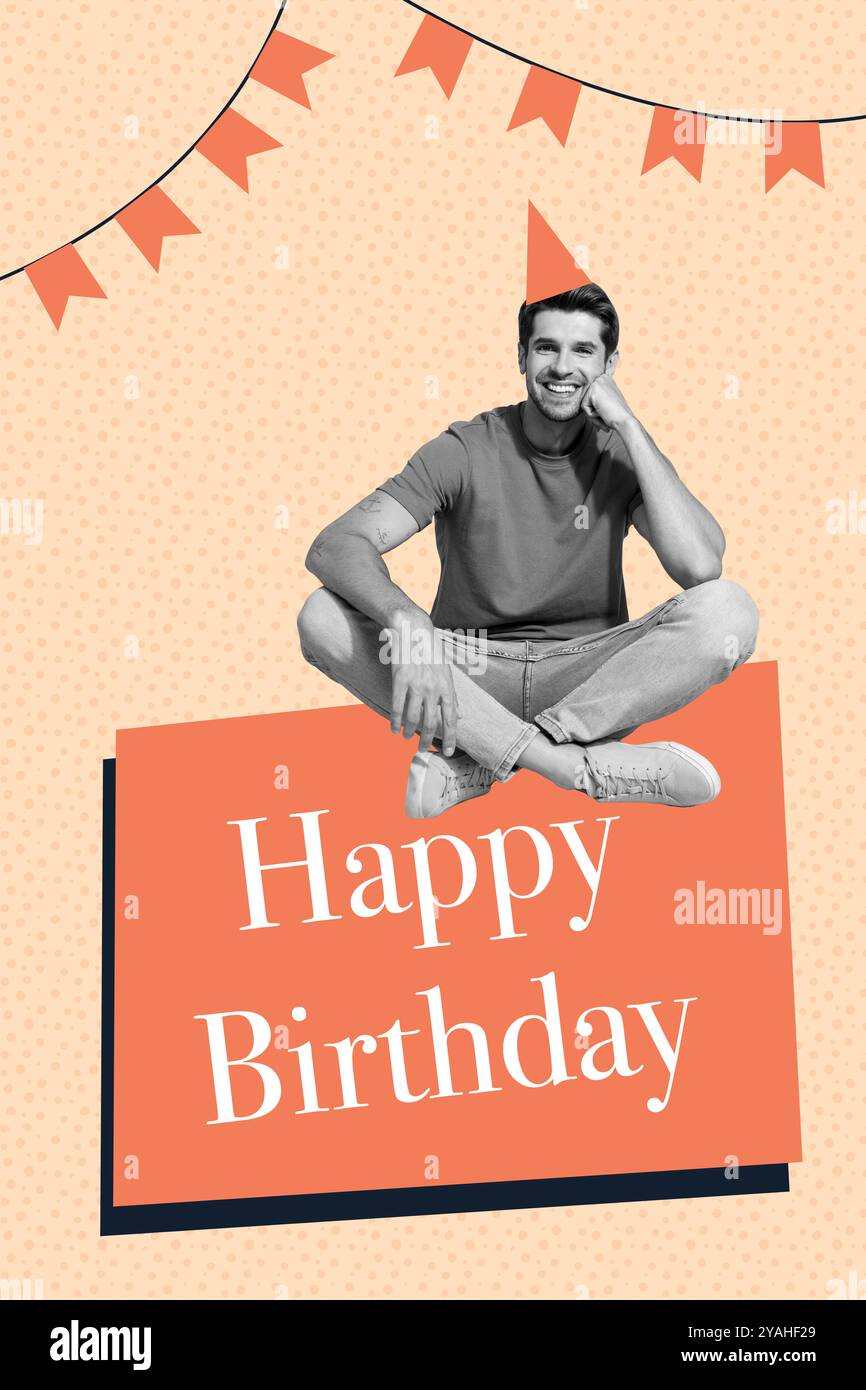 Composite trend artwork sketch image collage of happy birthday ...