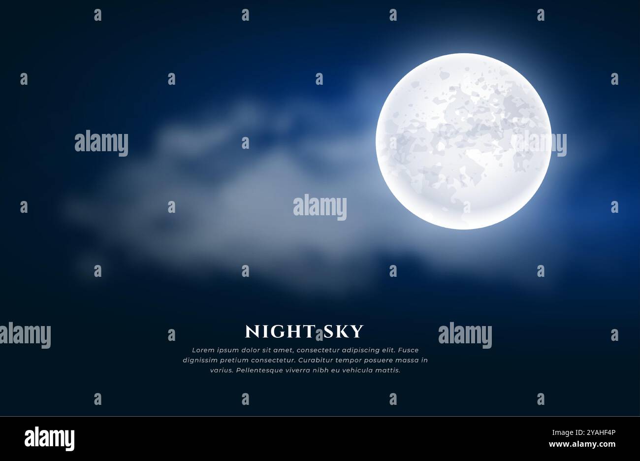 realistic full moon and star midnight background with cloud effect ...