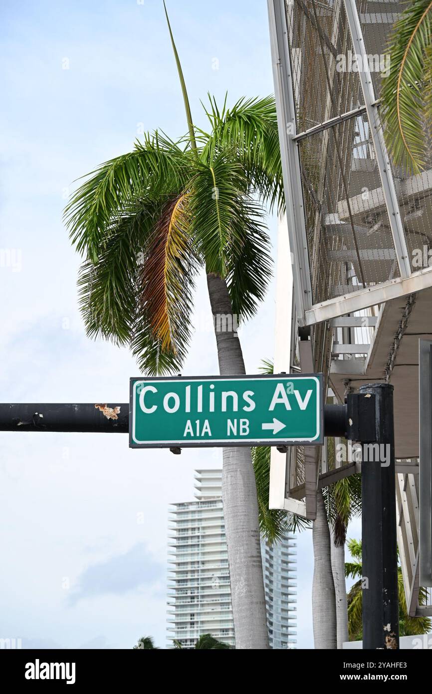 Collins Avenue Miami Beach street sign Stock Photo - Alamy