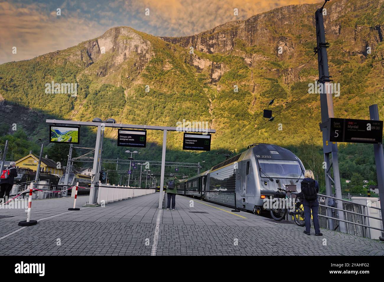 7th September, 2024 Flam, Norway The iconic FlŒm Railway station nestles under the Brekkefossen ...