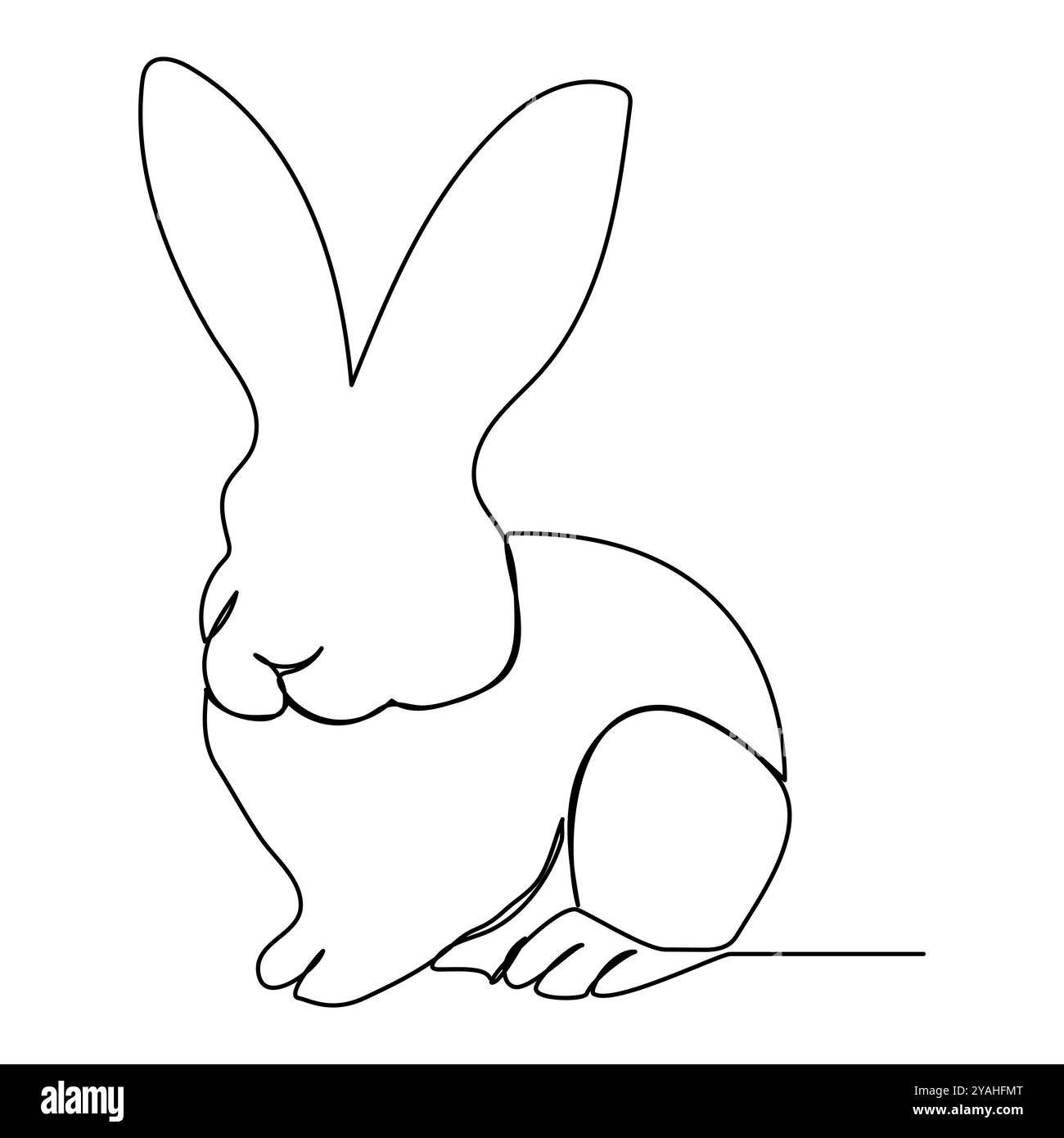 Bunny line art style icon set. Rabbit line art icon collection. Set of ...